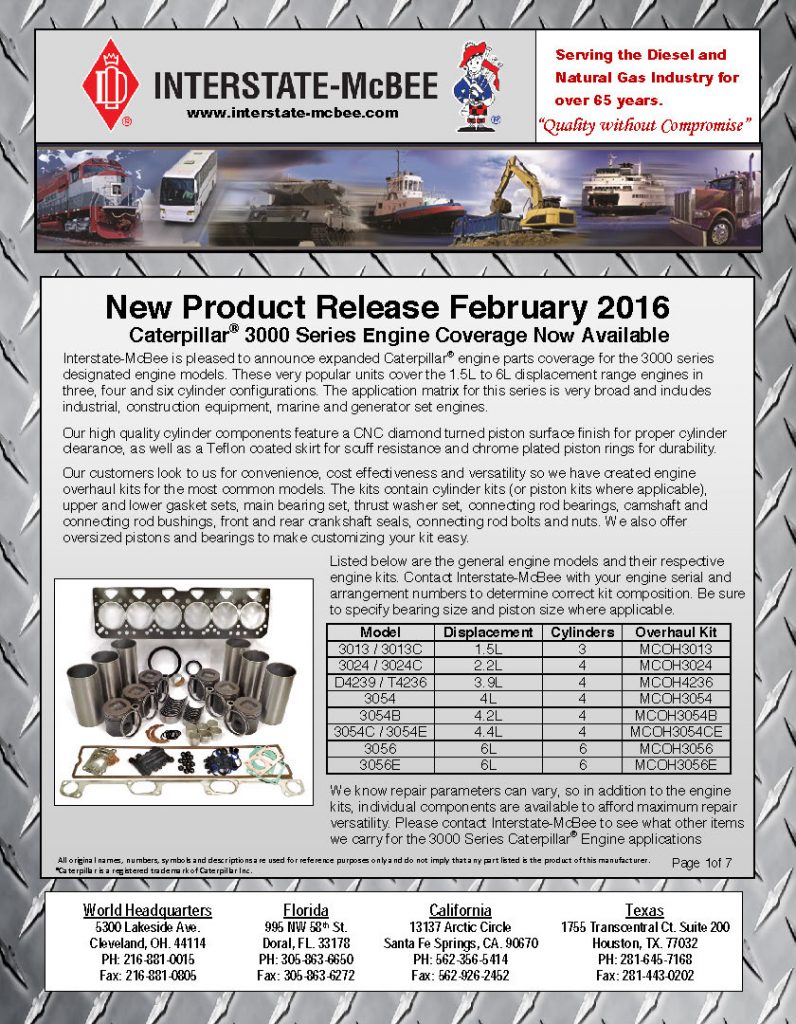 Interstate-McBee Caterpillar Replacement Parts