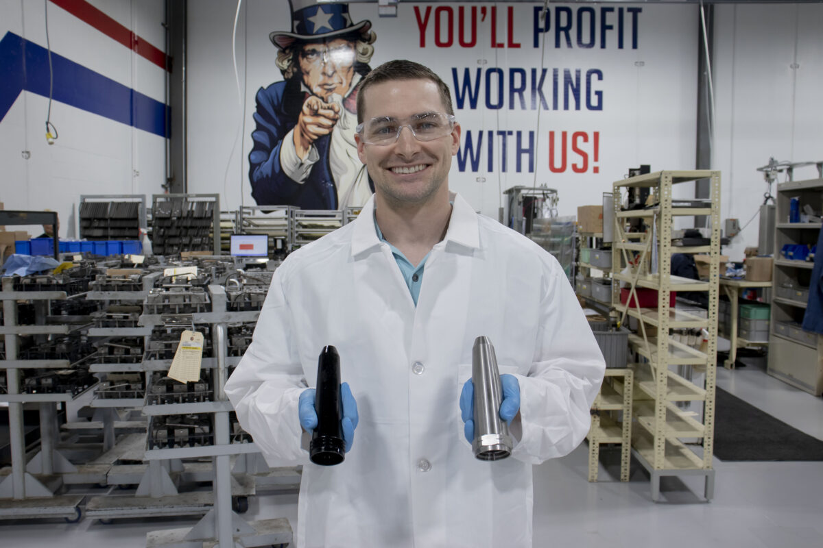 Brad holding blackened & non | Interstate-McBee